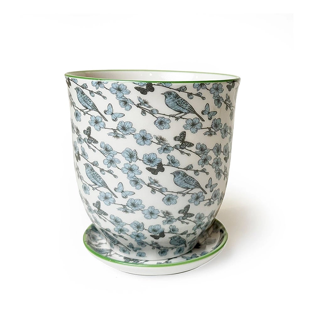 BLUE FLOWERS PORCELAIN PLANTER | proper topper